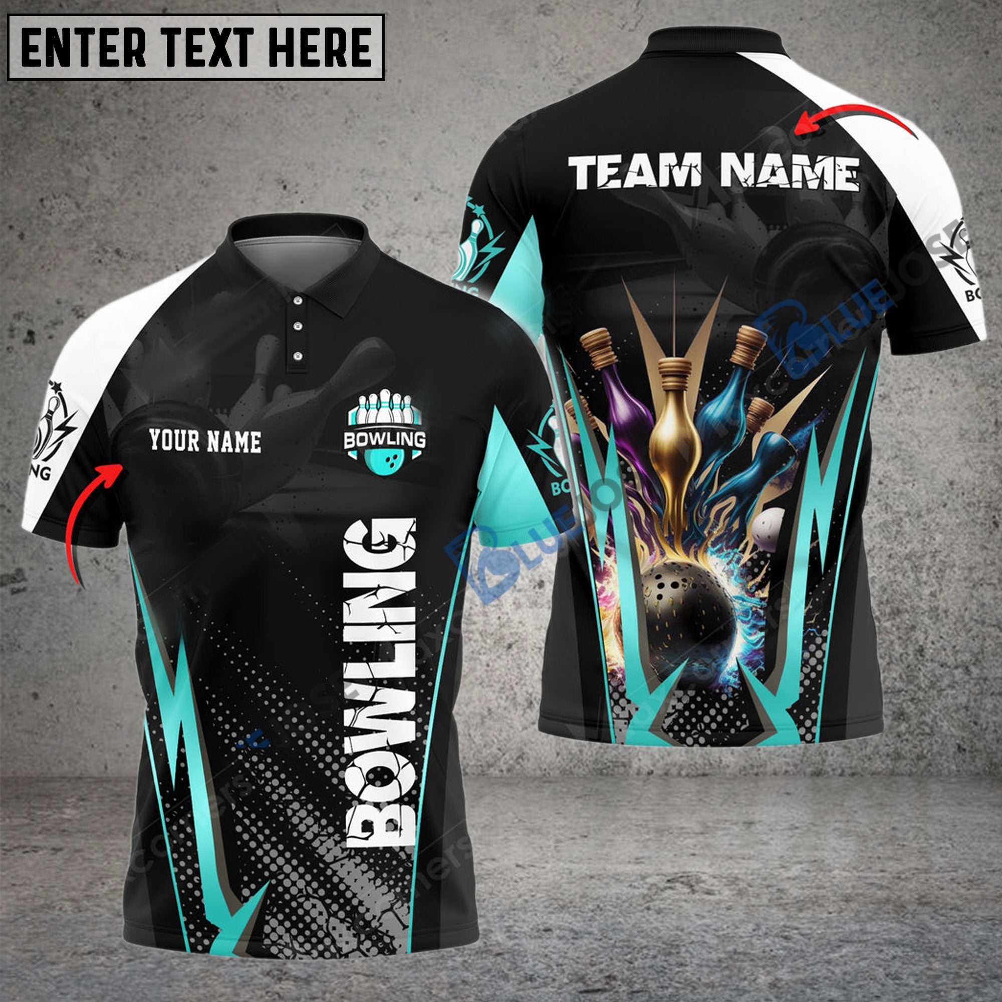 BlueJose Bowling And Pins The Fury Of Thunder Customized Name 3D Shirt – Blue Jose