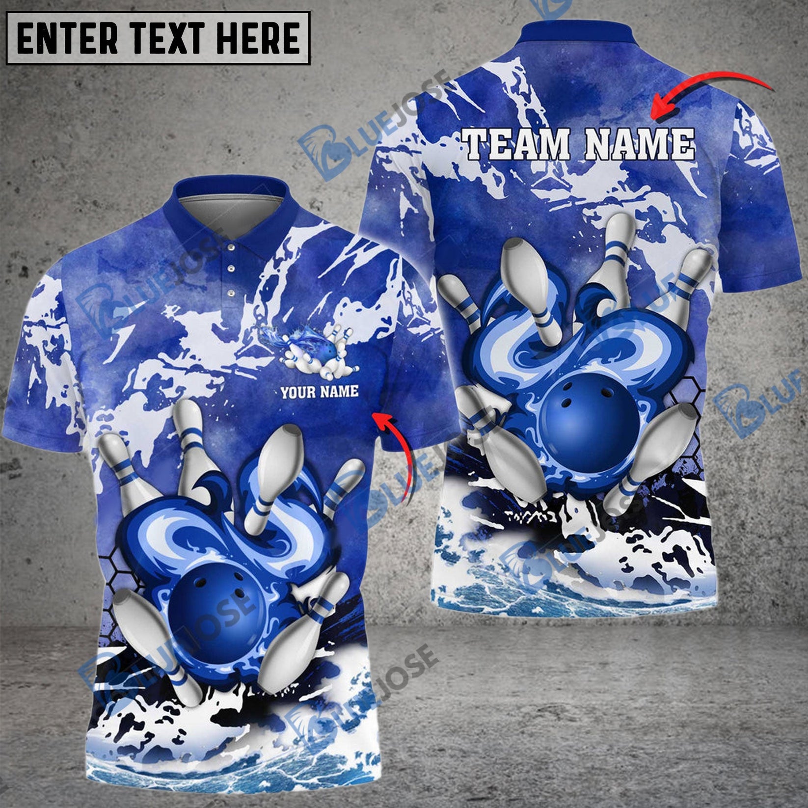 BlueJose Bowling And Pins The Fury Of The Sea Customized Name 3D Shirt ...
