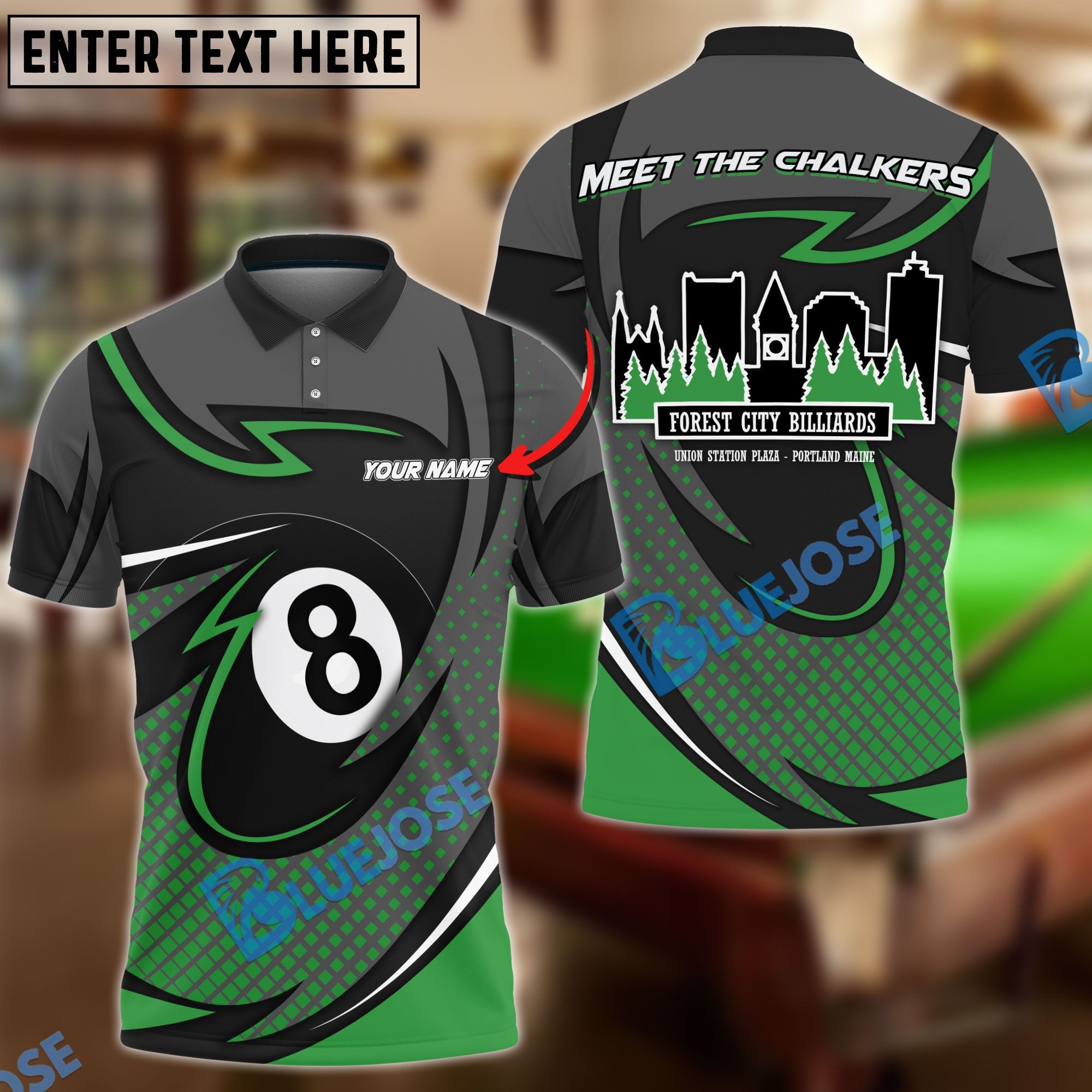 BlueJose Billiards 8 Ball Pool Custom Shirt For Tyson – Blue Jose