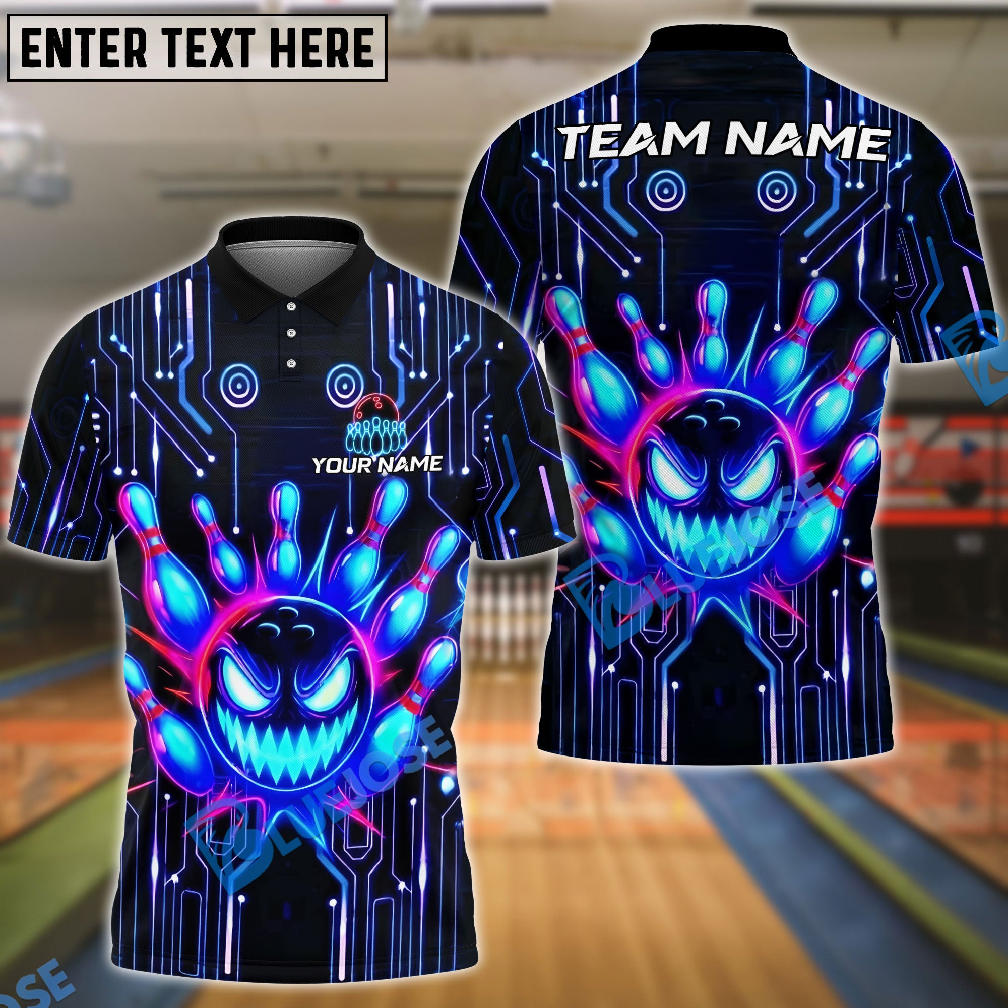 BlueJose Bowling And Pins Cyberpunk Evil Ball Customized Name, Team Na ...