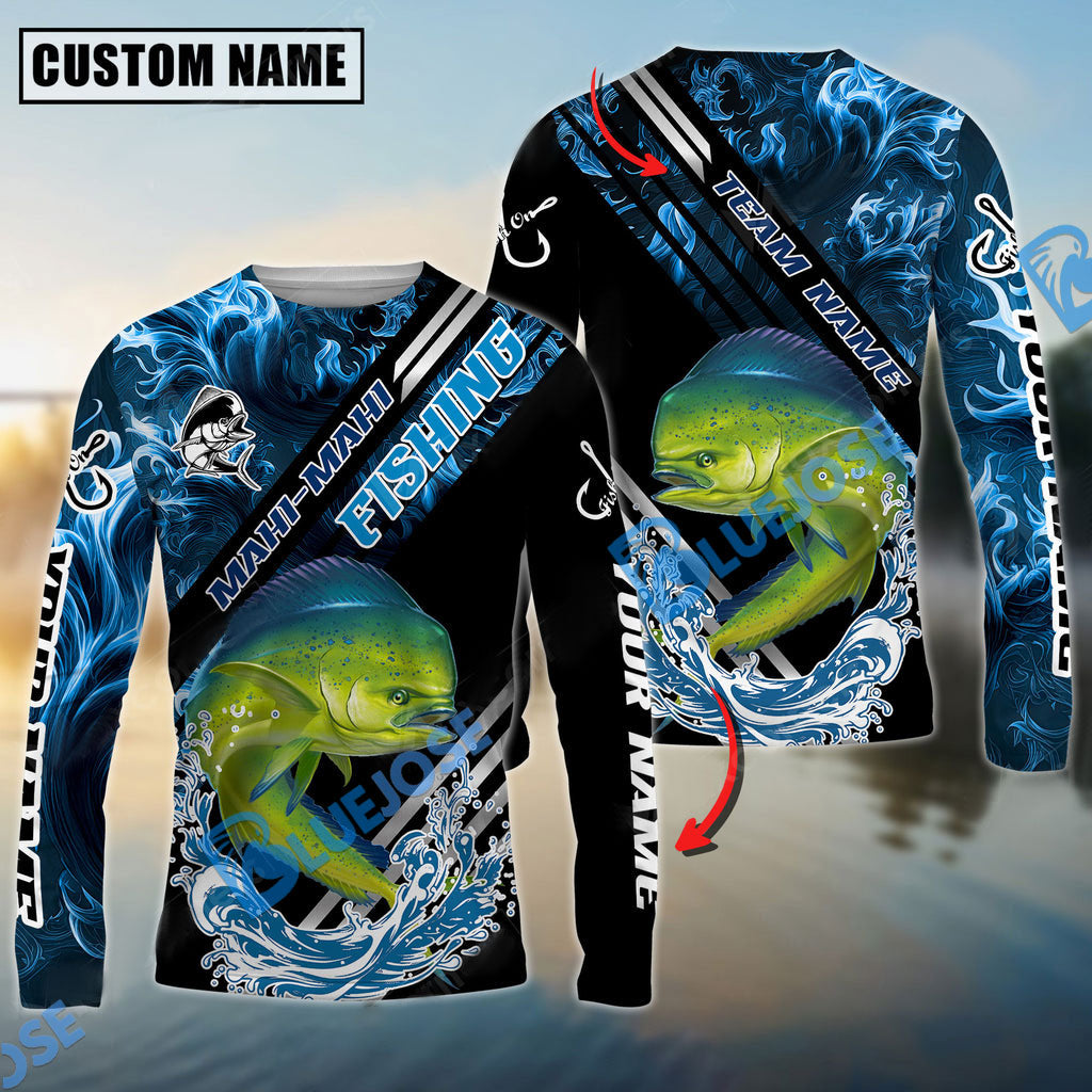 Bluejose Mahi Mahi Fishing Blue Smoke Water Pattern Custom Name & Team ...