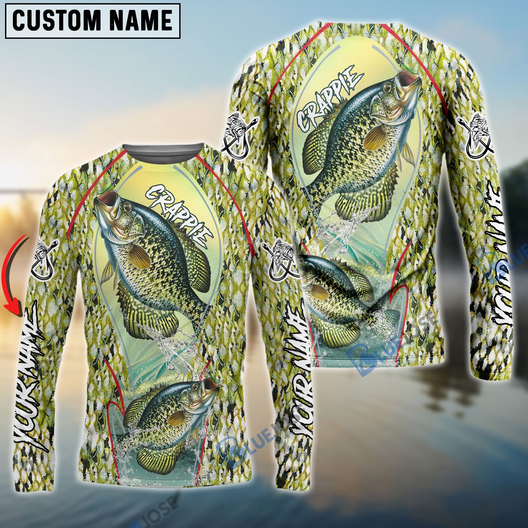 BlueJose Fishing Crappie Skin R Customize Name 3D Shirts – Blue Jose