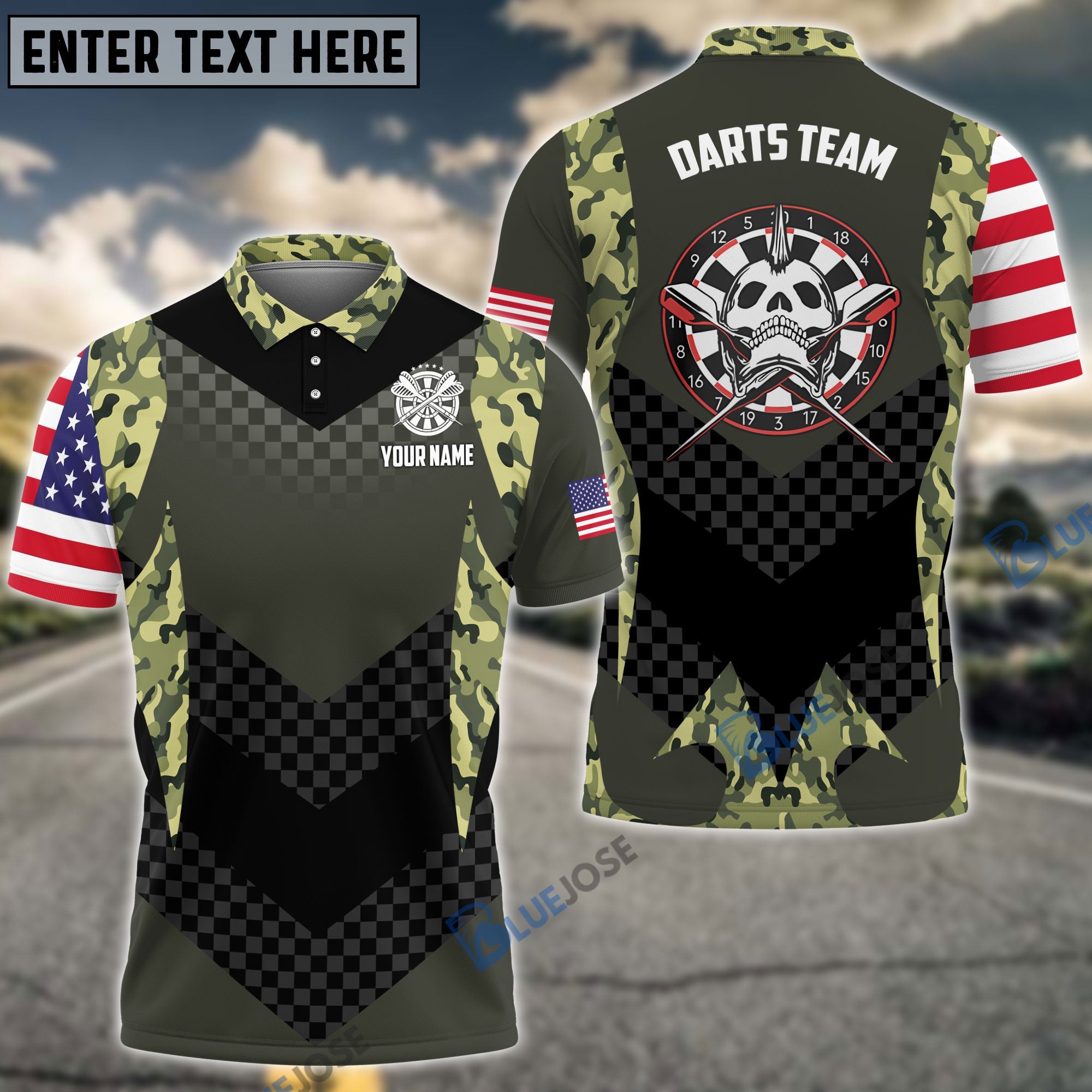BlueJose Skull Punk Camouflage Custom Polo Shirts for Men - Primesty ...