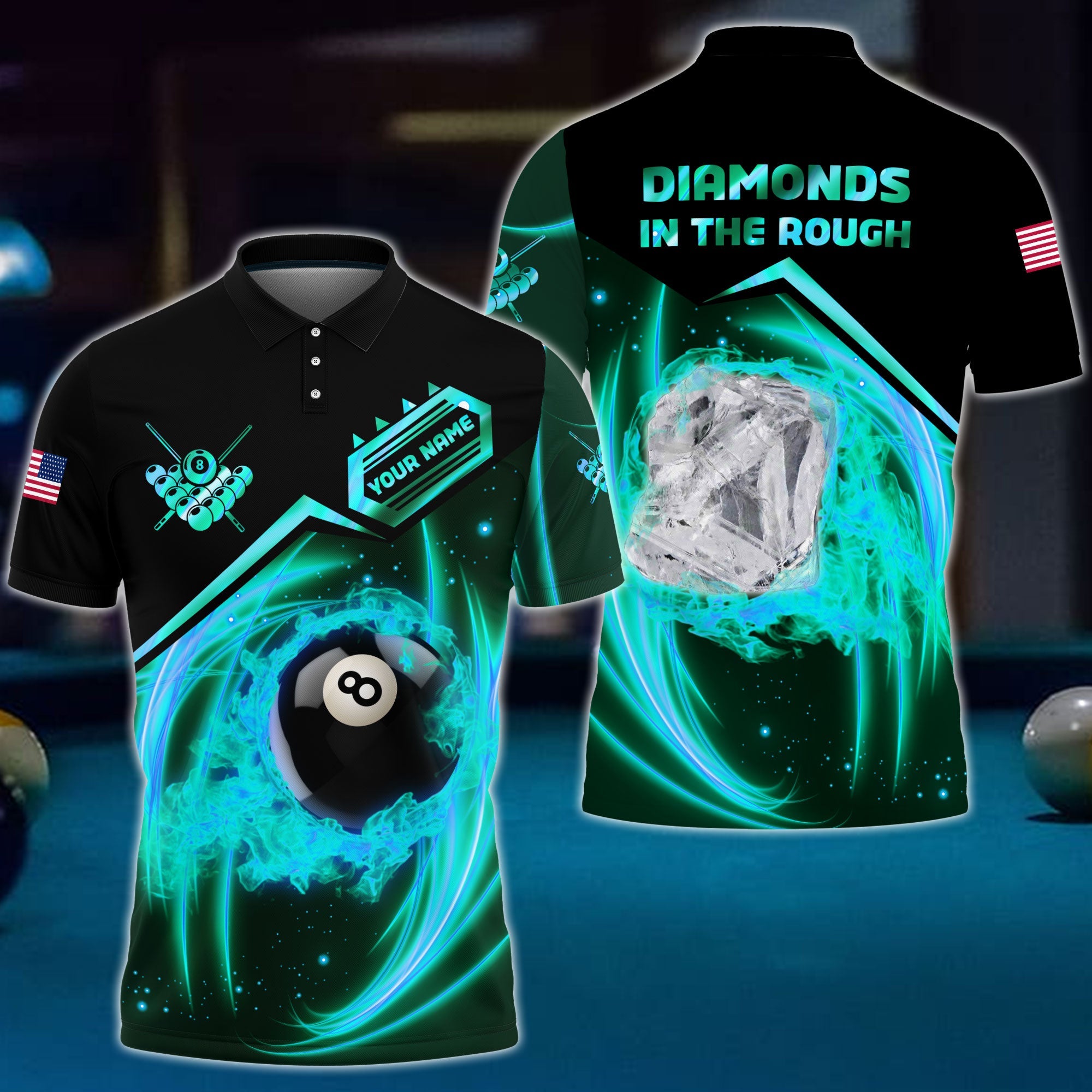 BlueJose Diamond Billiard Personalized Name, Team Name Unisex Shirt Fo ...