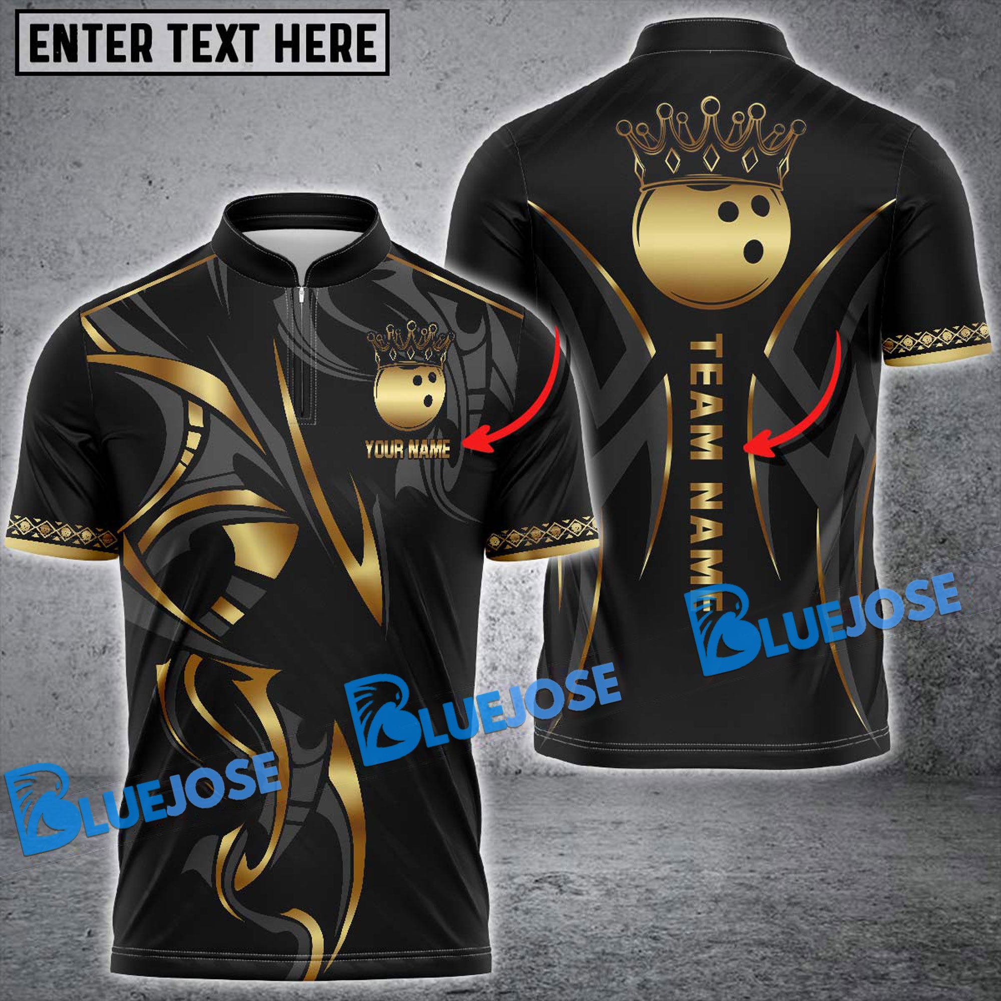 BlueJose Bowling And Pins Bling Crown Customized Name 3D Shirt (4 Colo ...