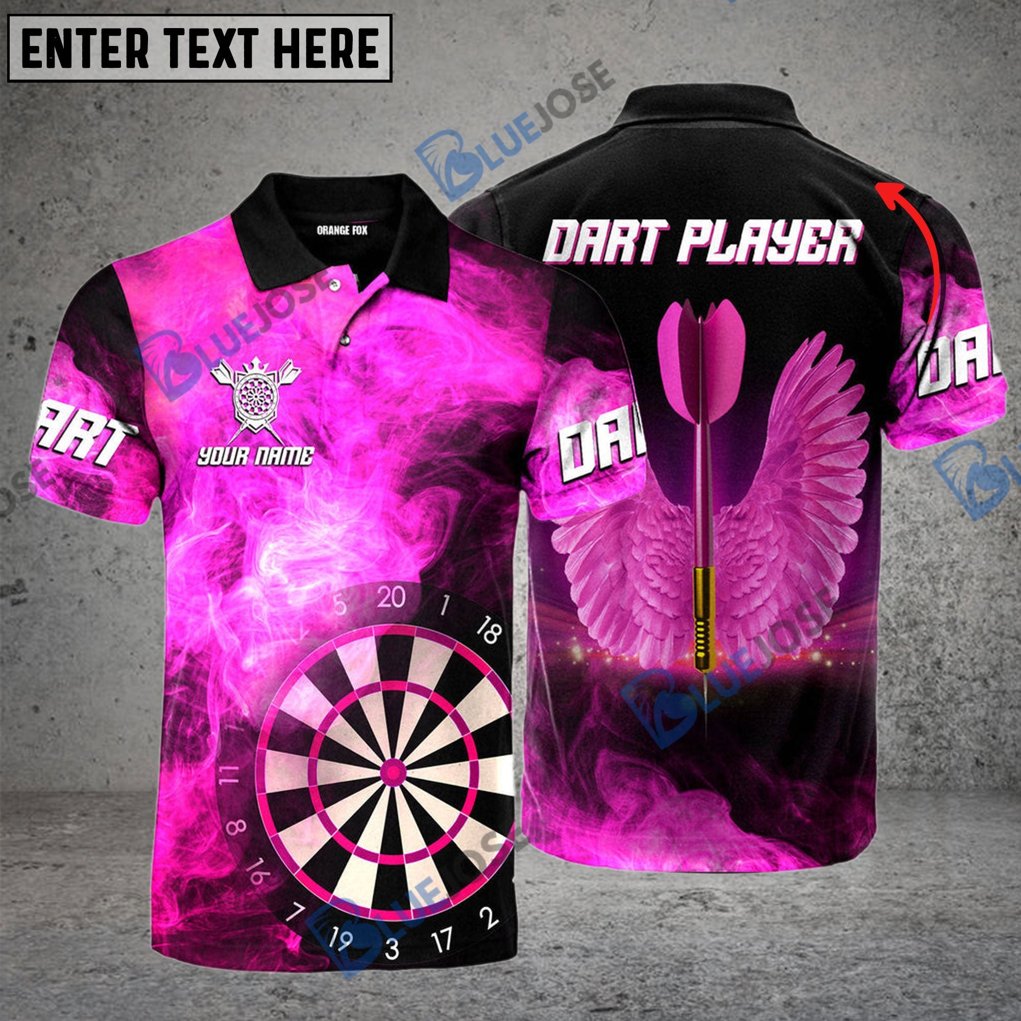 BlueJose Darts Pink Player Arrow With Wings Personalized Name 3D Shirt ...