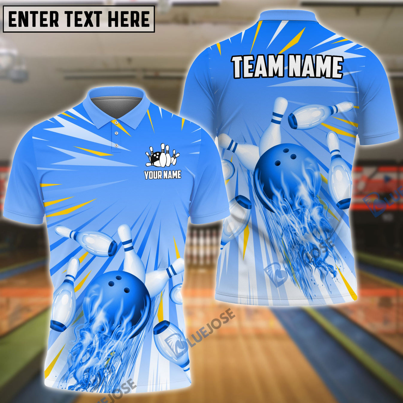 BlueJose Bowling And Pins Cool Light Pattern Customized Name 3D Shirt ...