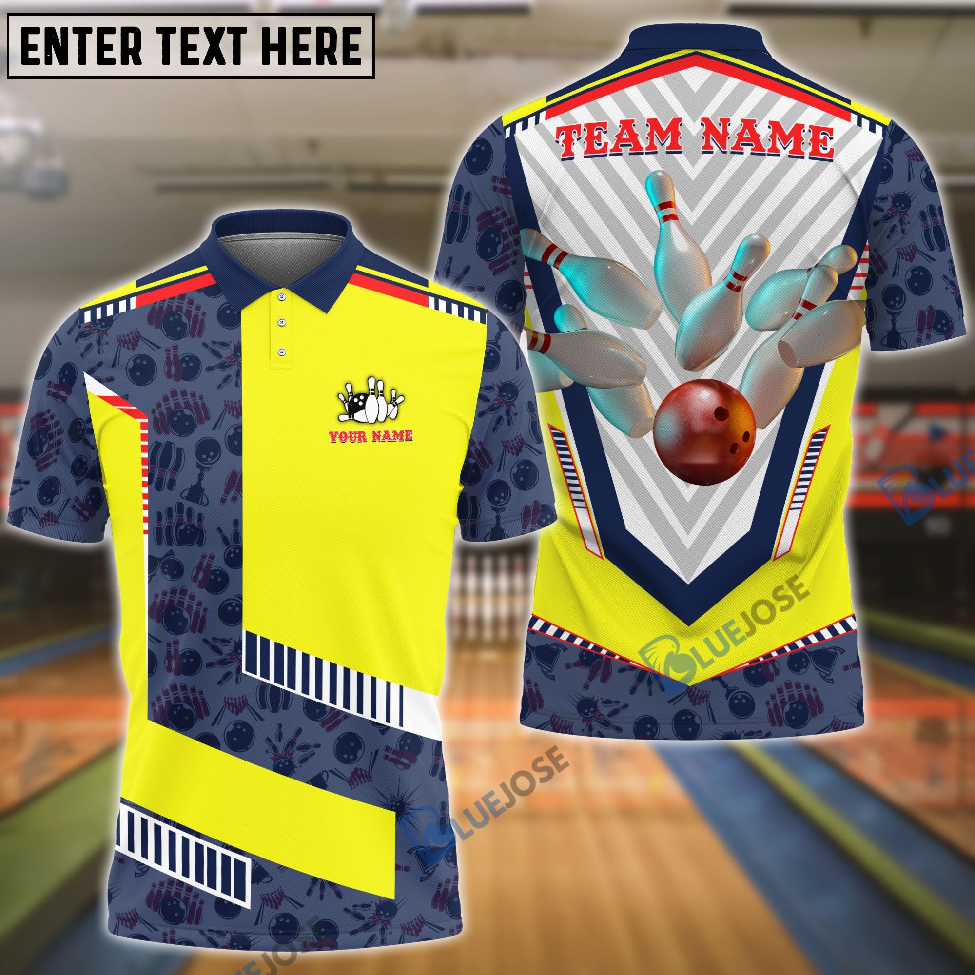 BlueJose Bowling And Pins Sword Pattern Customized Name 3D Shirt (6 Co ...