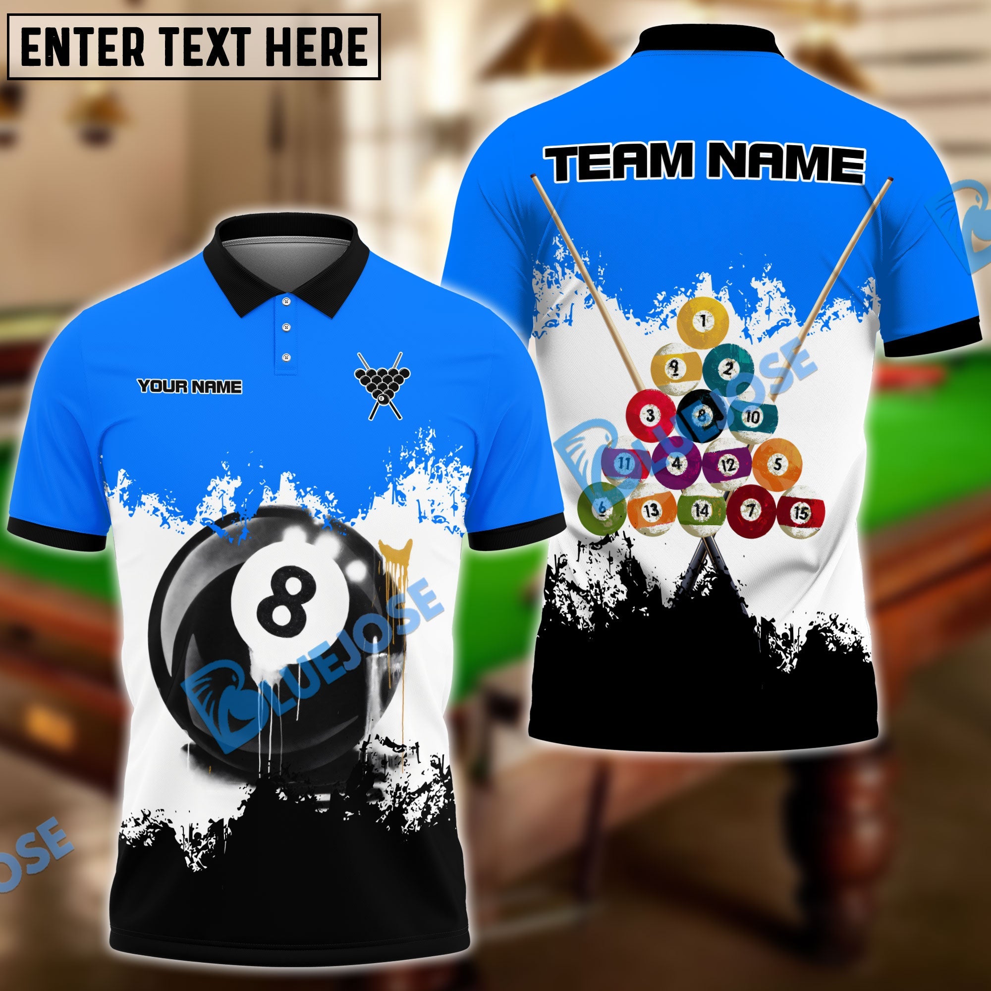 BlueJose Billiards Otis's Art Personalized Shirt – Blue Jose