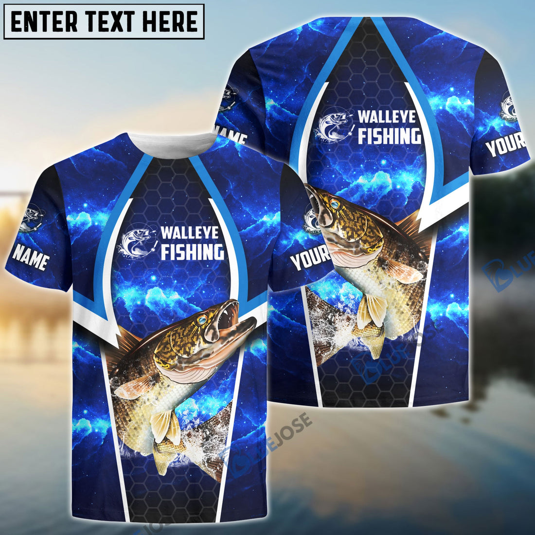 Bluejose Walleye Fishing Blue Galaxy Custom Long Sleeves – Blue Jose