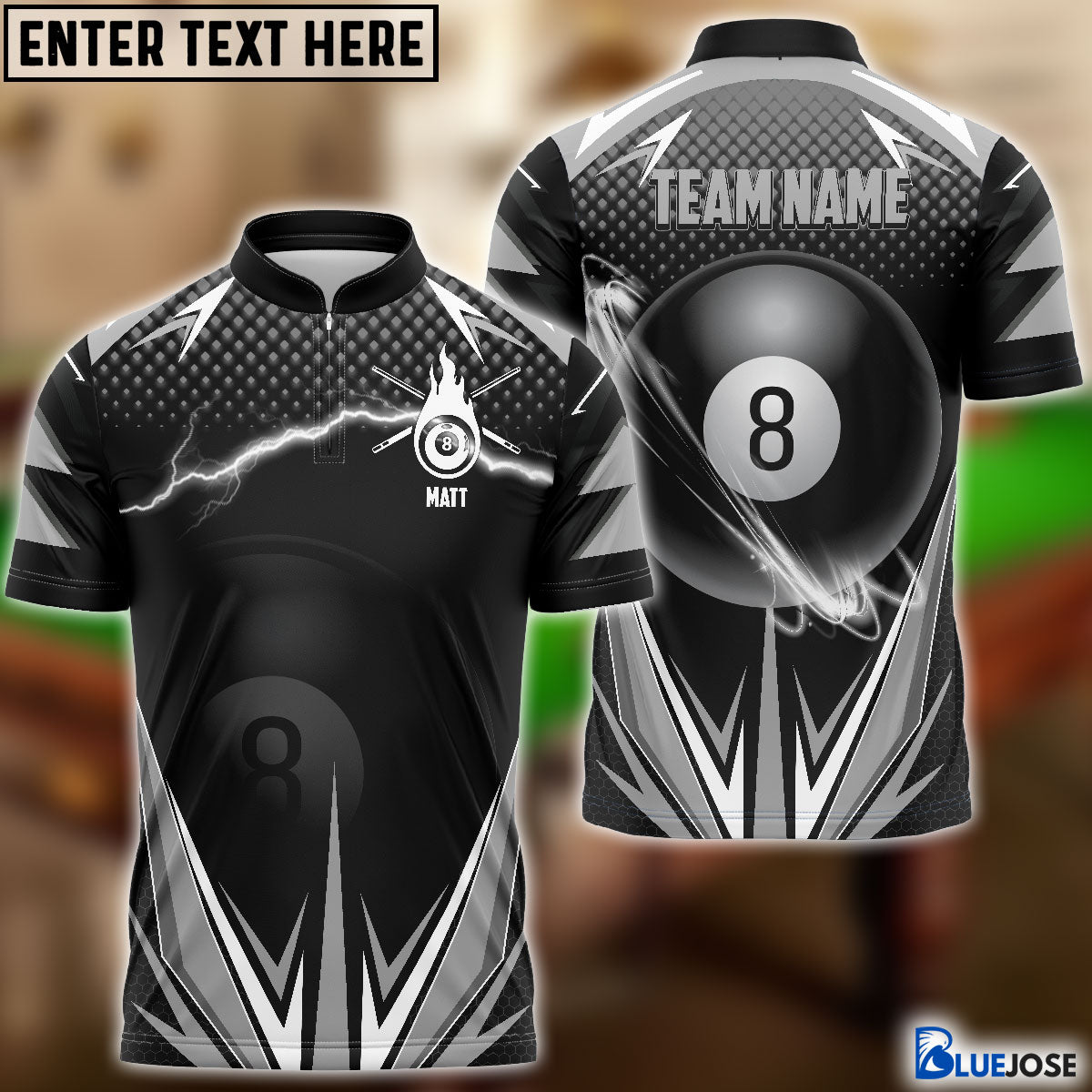 BlueJose Gray Billiard Personalized Name, Team Name Unisex Shirt – Blue ...