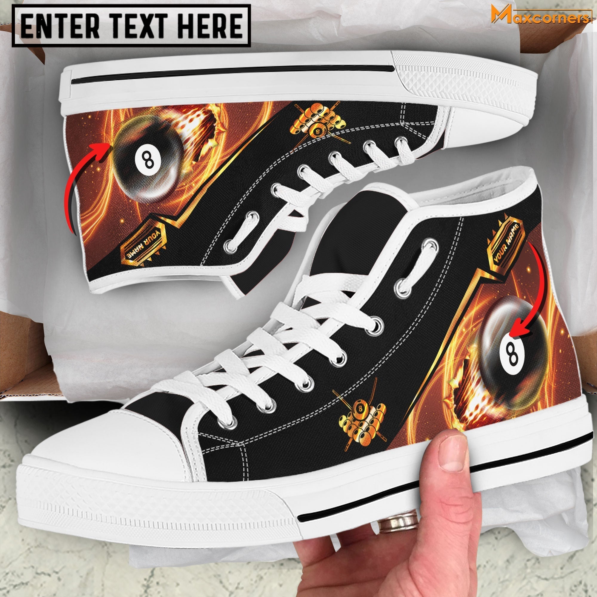 BlueJose Billiard Player Personalized Name High Top Shoes – Blue Jose