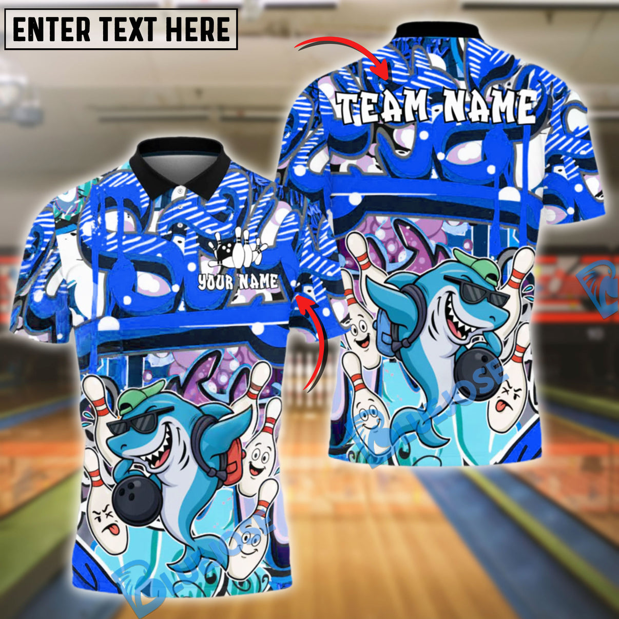 BlueJose Graffiti Bowling Hip Hop Shark with Sunglasses Customized Nam ...