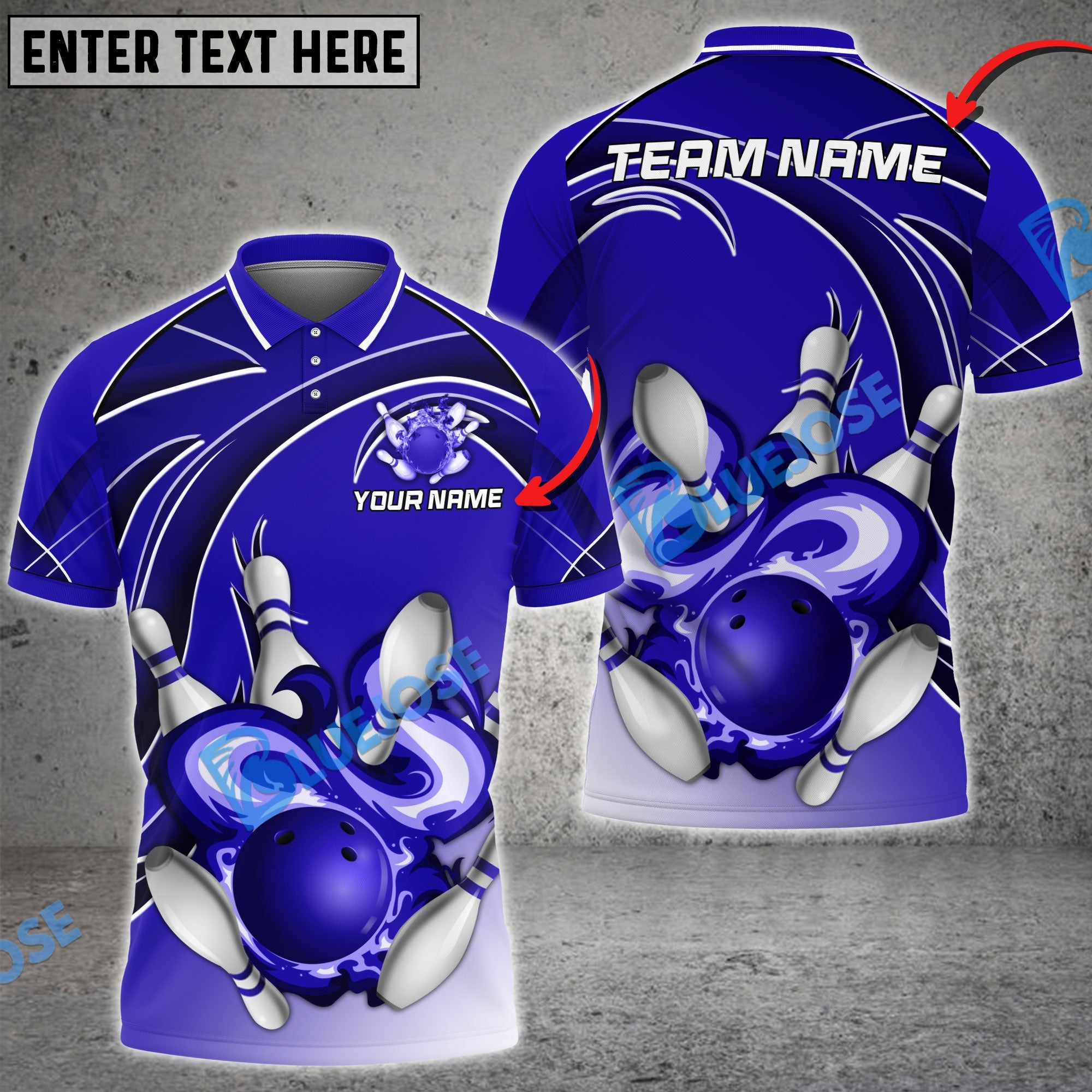 BlueJose Bowling And Pins Super Strong Throw Customized Name 3D Shirt – Blue Jose