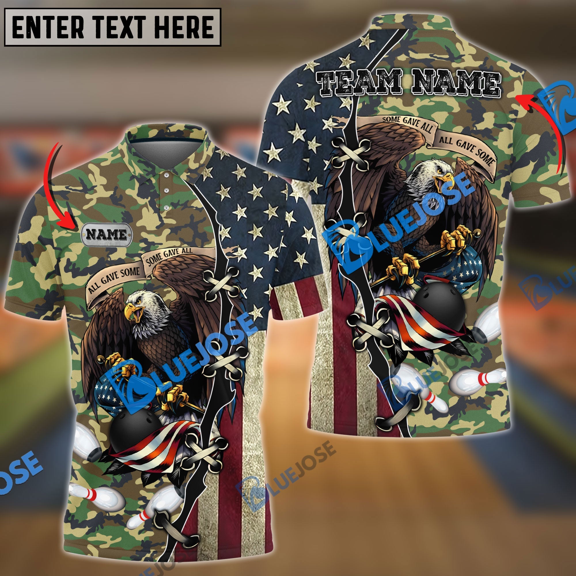 BlueJoses Bowling And Pins Eagles Army Multicolor Customized Name 3D S ...